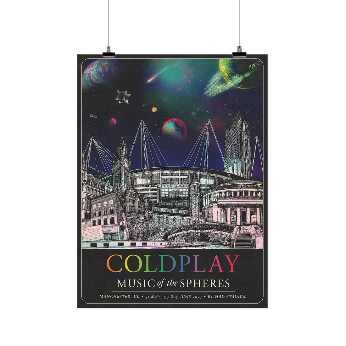 2023 Manchester Music Of The Spheres Tour Poster - Hand Numbered Limit – Coldplay UK