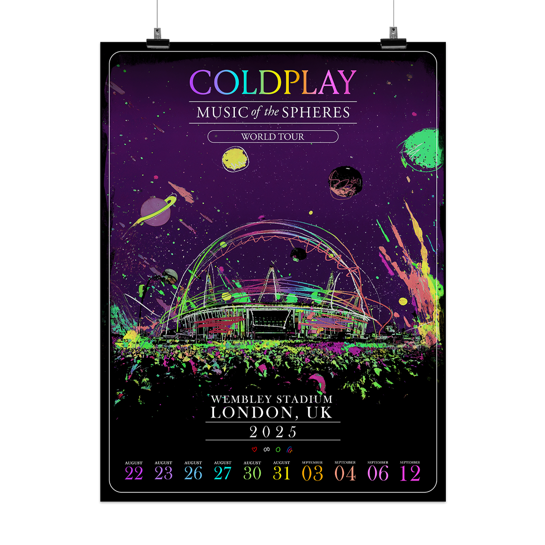 WEMBLEY MUSIC OF THE SPHERES LIMITED EDITION TOUR POSTER (Second Editi – Coldplay UK